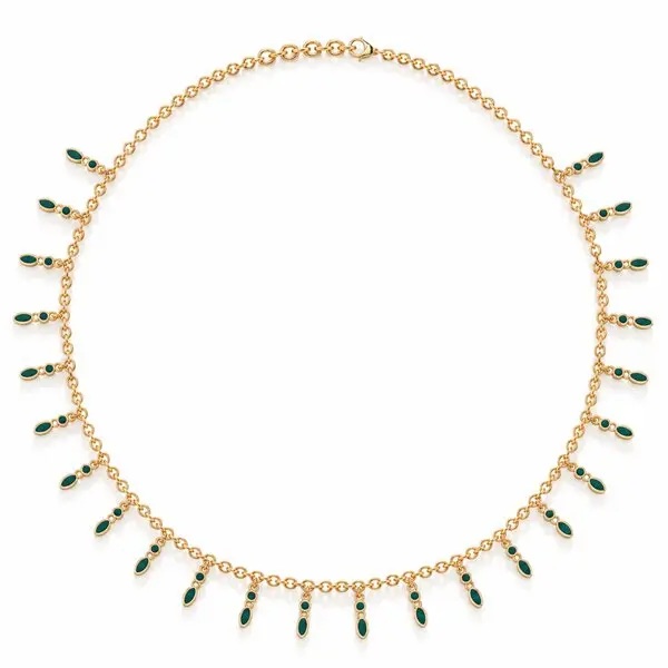 LINDA FIORE Amalei 18k Gold Vermeil Enamel Necklace - Green
