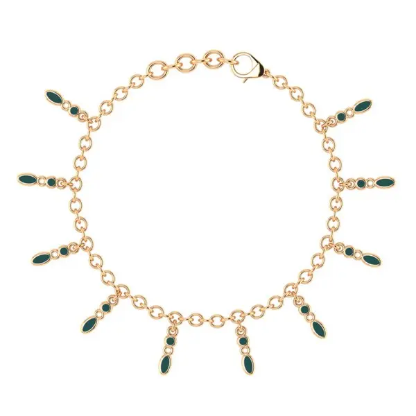 LINDA FIORE Amalei 18k Gold Vermeil Bracelet Dark Enamel - Green