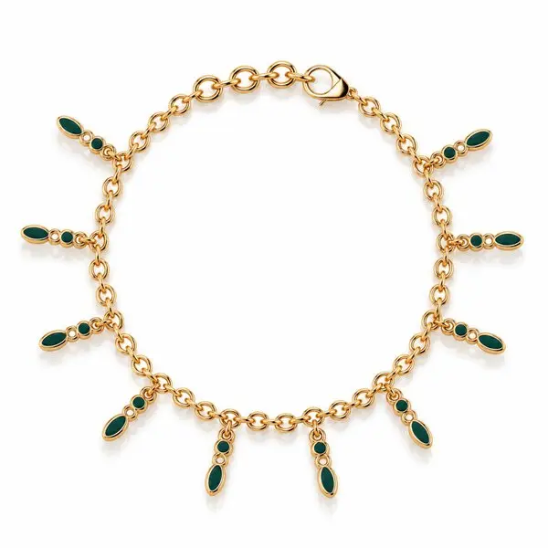LINDA FIORE Amalei 18k Gold Vermeil Bracelet With Dark Enamel Dangles - Green
