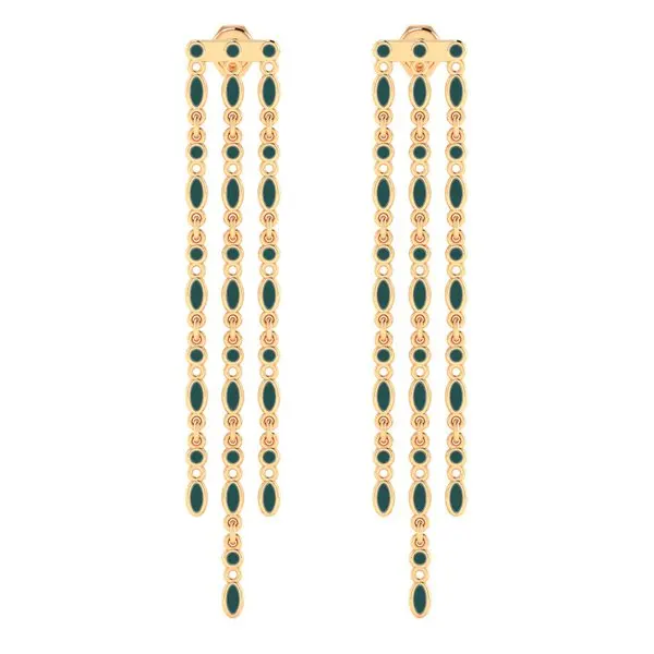 LINDA FIORE Amalei 18k Gold Vermeil Earrings In Dark Enamel - Green