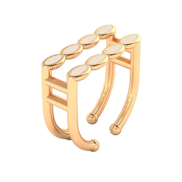LINDA FIORE Amalei Gold Vermeil Ring With Creme Enamel - White