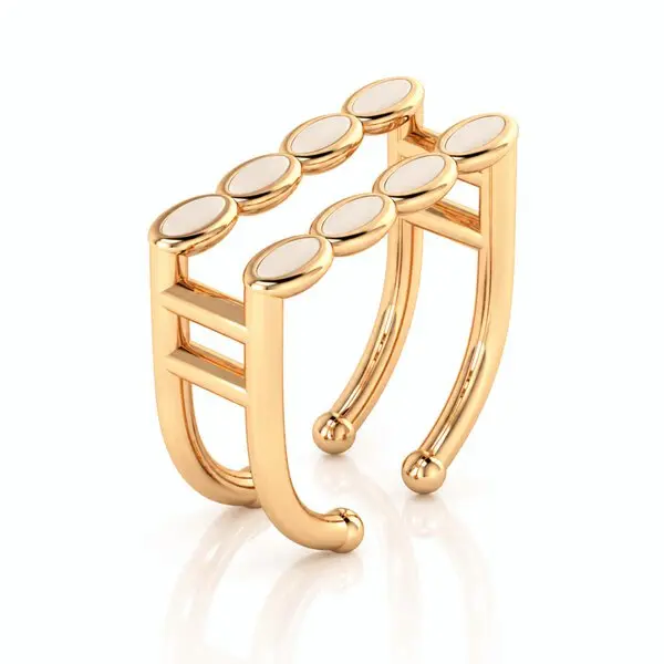 LINDA FIORE Amalei Gold Vermeil Ring With Creme Enamel - White