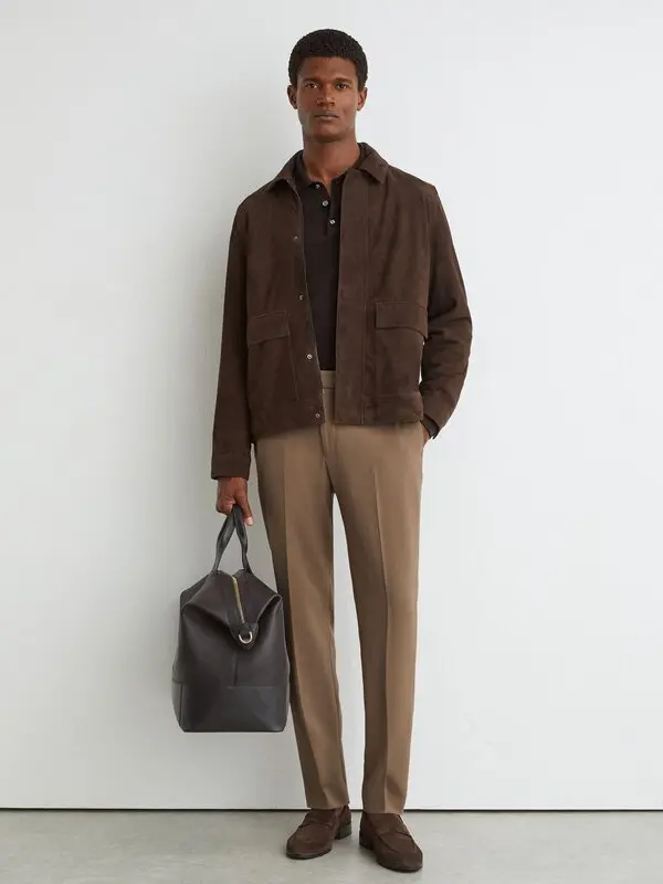 REISS Found Slim-fit Stretch Drawstring Trousers - Mink Brown