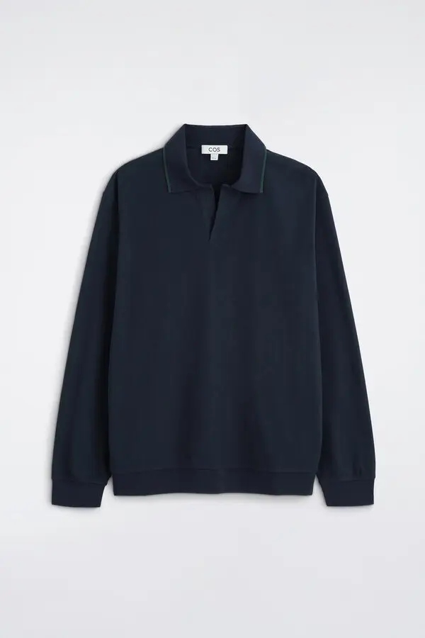 Cos Contrast-tipped Cotton-pique Polo Shirt - Navy