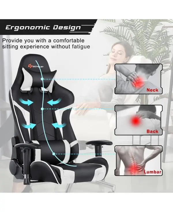 GOUUN Reclining Swivel Massage Gaming Chair With Lumbar Support