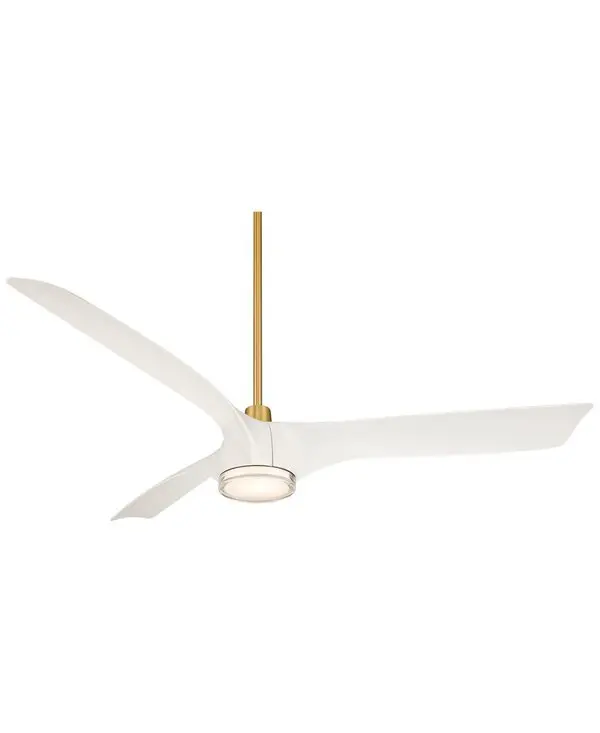 CASA VIEJA 60" Artistry Soft Brass Led Damp Ceiling Fan - White