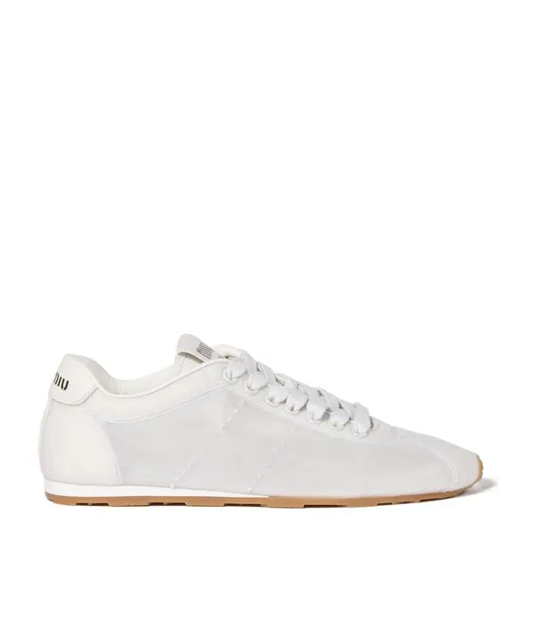Miu Miu Plume Mesh Fabric Sneakers - White