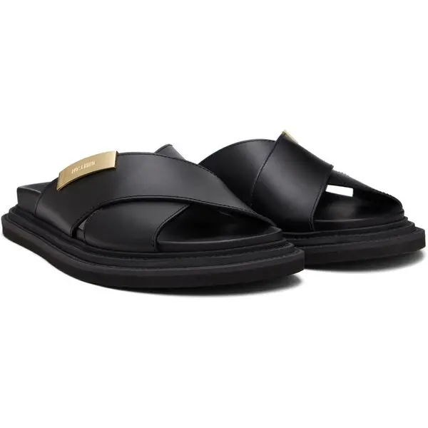 Moschino Plaque Cross-strap Flat Sandals