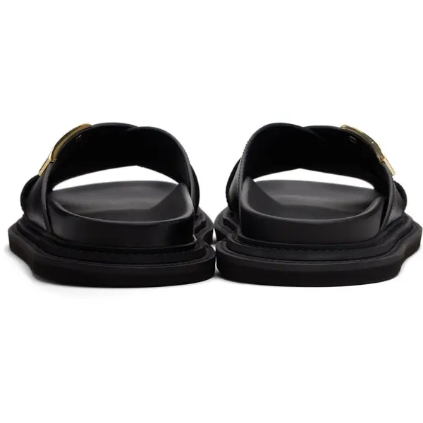 Moschino Plaque Cross-strap Flat Sandals