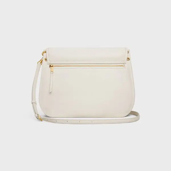 Celine Soft Triomphe Besace In Supple Shiny Lambskin - White