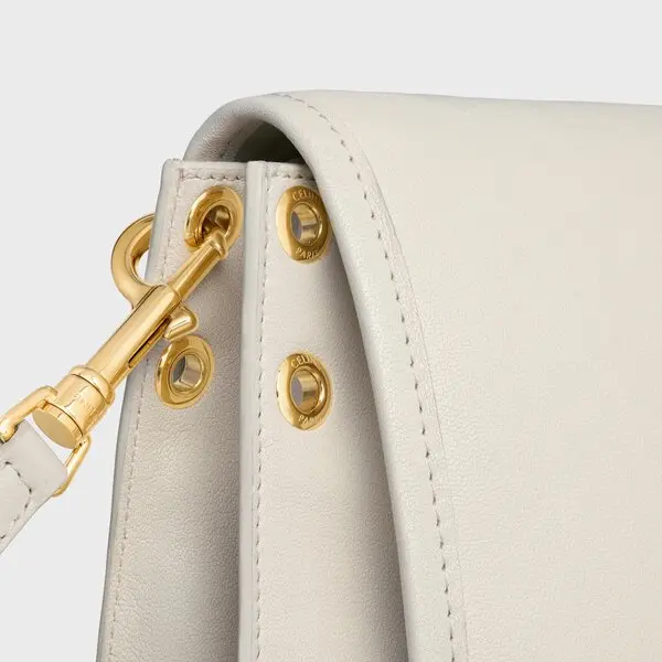 Celine Soft Triomphe Besace In Supple Shiny Lambskin - White