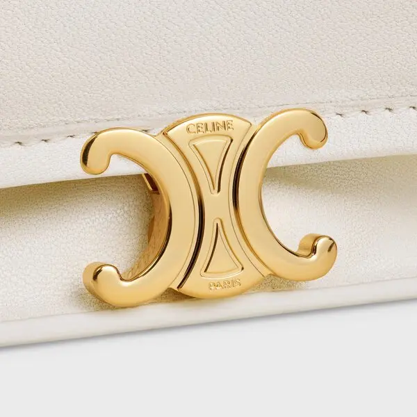 Celine Soft Triomphe Besace In Supple Shiny Lambskin - White