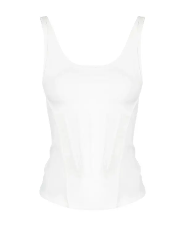 MUGLER Logo-embossed Corset Tank Top - White
