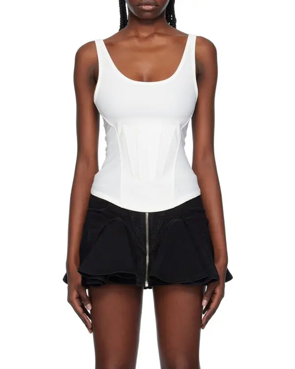 MUGLER Logo-embossed Corset Tank Top