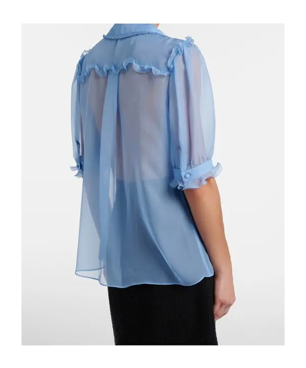 Dolce & Gabbana Ruffled Semi-sheer Silk Blouse