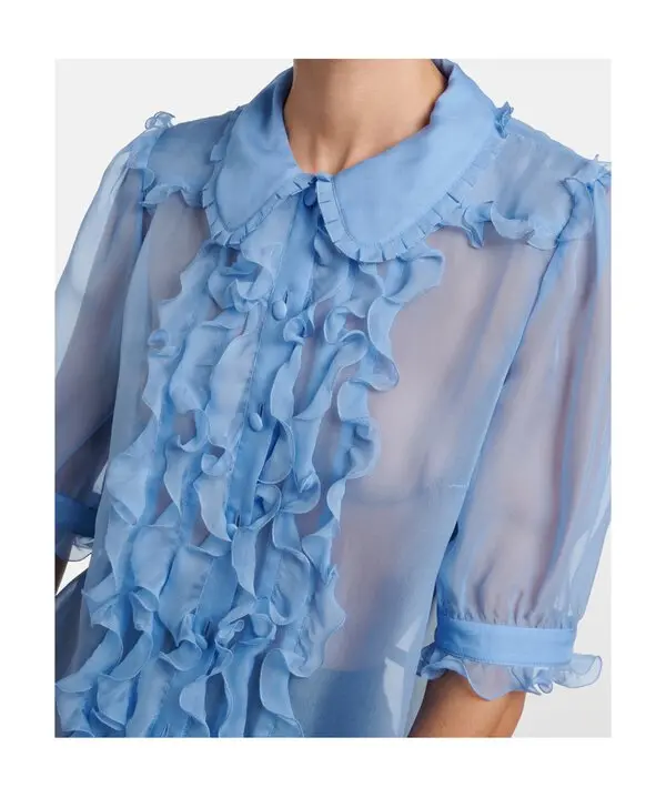 Dolce & Gabbana Ruffled Semi-sheer Silk Blouse