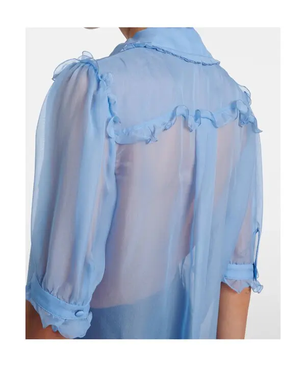 Dolce & Gabbana Ruffled Semi-sheer Silk Blouse