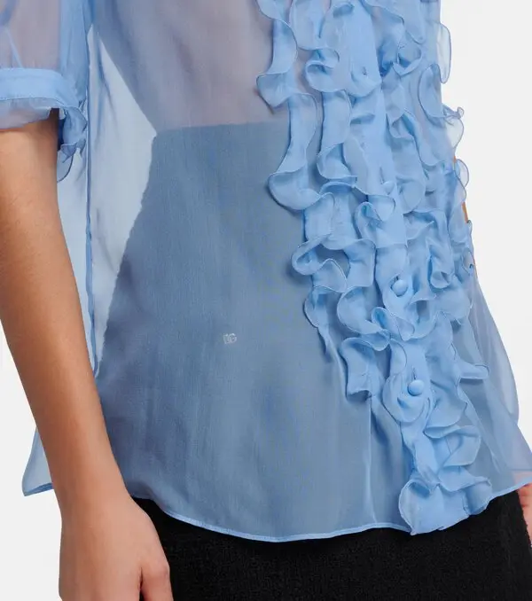 Dolce & Gabbana Ruffled Semi-sheer Silk Blouse