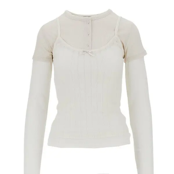 Acne Studios Layered Bow Detail Long Sleeve Shirt