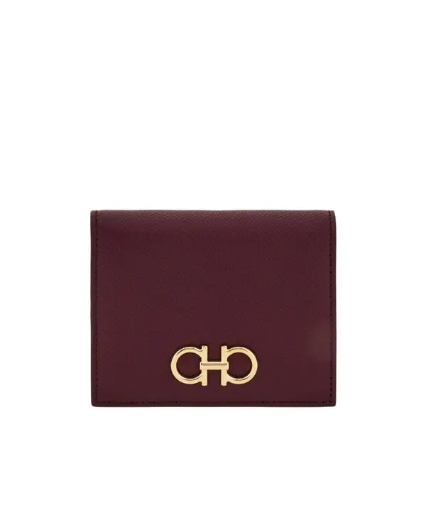 FERRAGAMO Gancini Compact Wallet - Plum