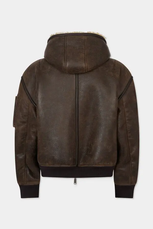 Dsquared2 Shearling Hooded Bomber Jacket