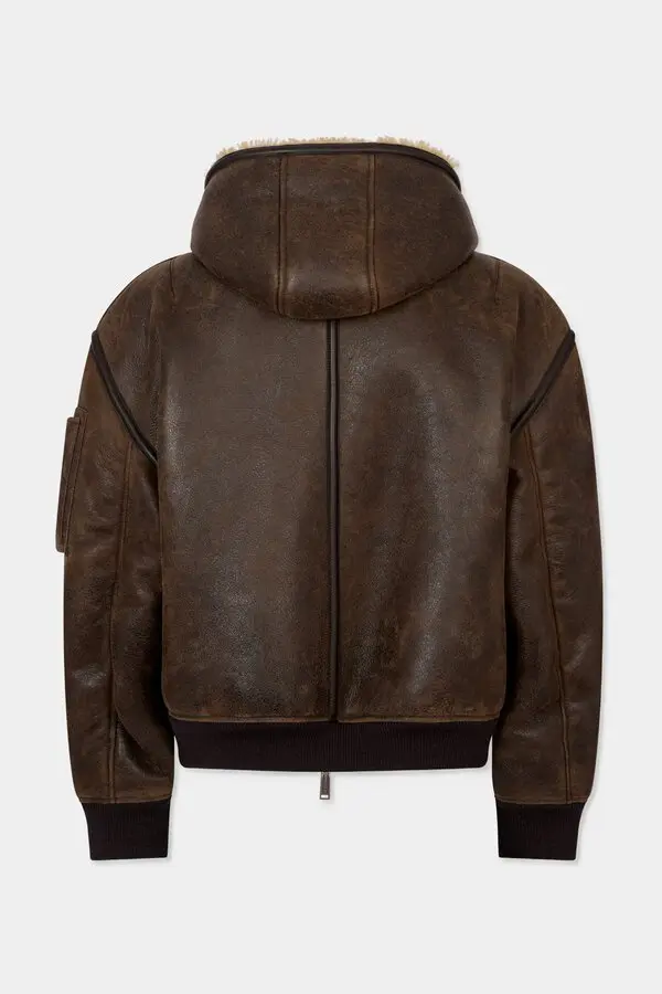 Dsquared2 Shearling Hooded Bomber Jacket
