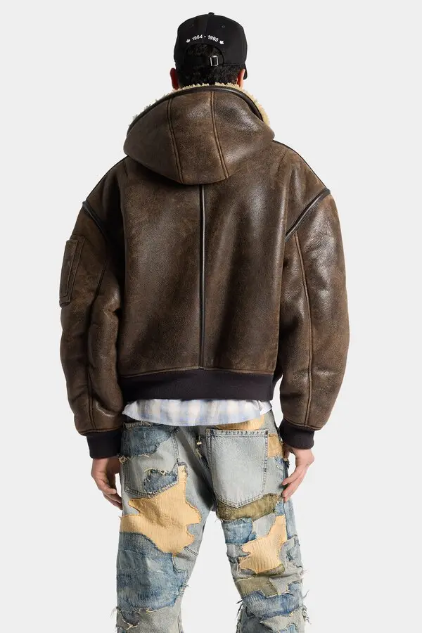 Dsquared2 Shearling Hooded Bomber Jacket