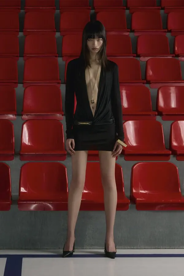 Dsquared2 Deep Cut Shiny Jersey Dress