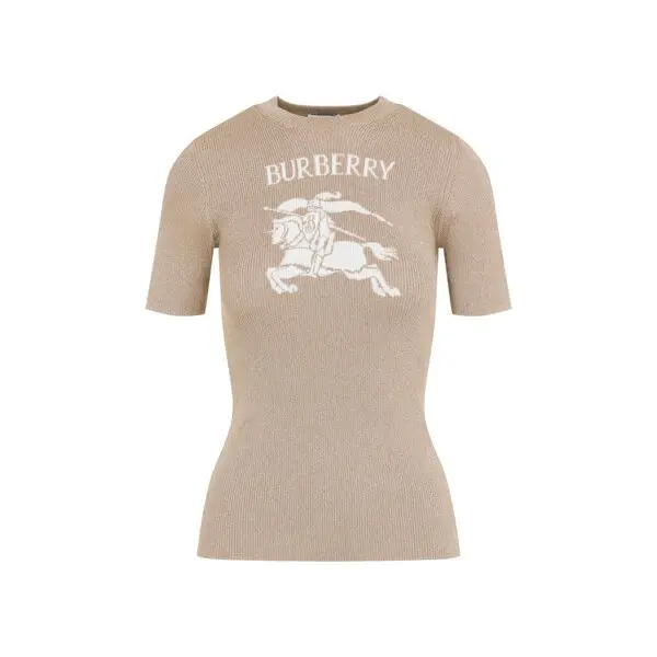 Burberry Knitted T-shirt With Equestrian Knight Motif - Multicolor