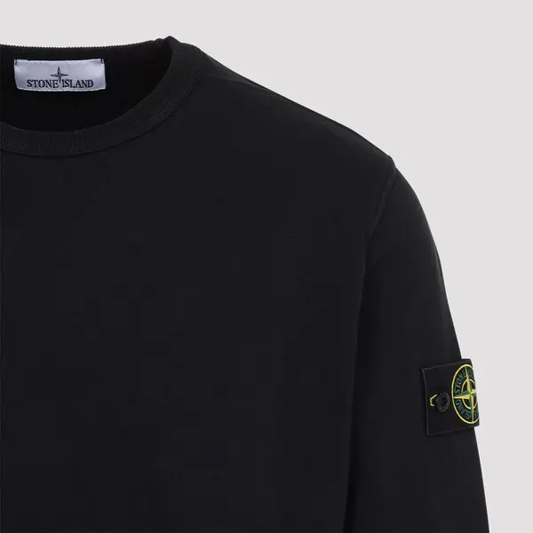 Stone Island Cotton Crewneck Sweatshirt With Detachable Compass Badge - Black