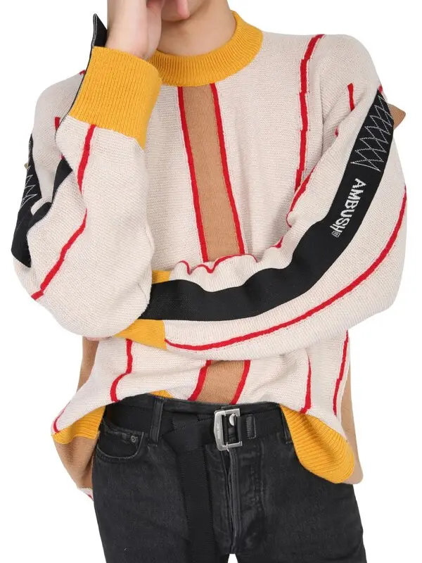 AMBUSH Crew Neck Sweater With Striped Detailing