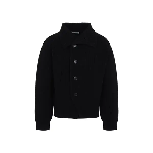 Dries Van Noten Marino Asymmetric Shawl Collar Cardigan - Black