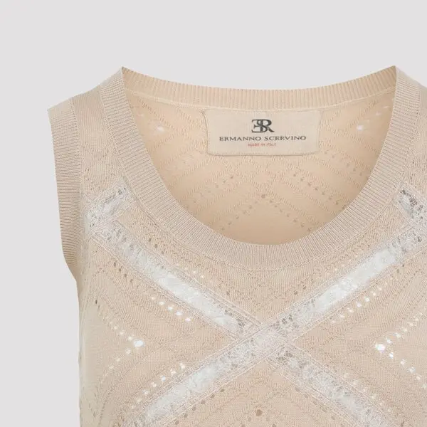 ERMANO SCERVINO Ermanno Scervino Sleeveless Knit Top With Lace Inserts