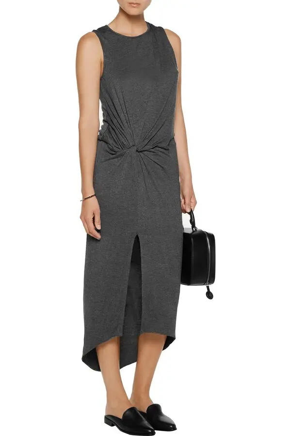 Elizabeth And James Gathered Stretch-jersey Midi Dress With Slit