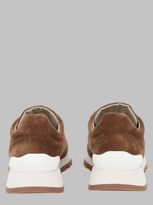 Brunello Cucinelli Runner In Camoscio Con Shiny Tab