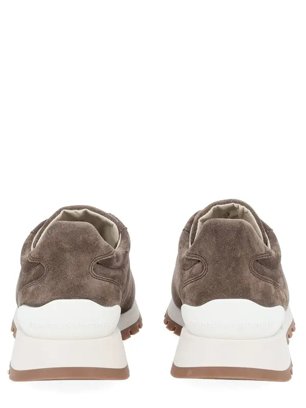 Brunello Cucinelli Runner In Camoscio Con Shiny Tab