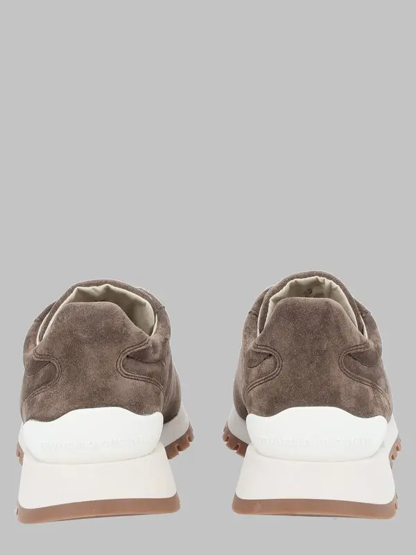 Brunello Cucinelli Runner In Camoscio Con Shiny Tab