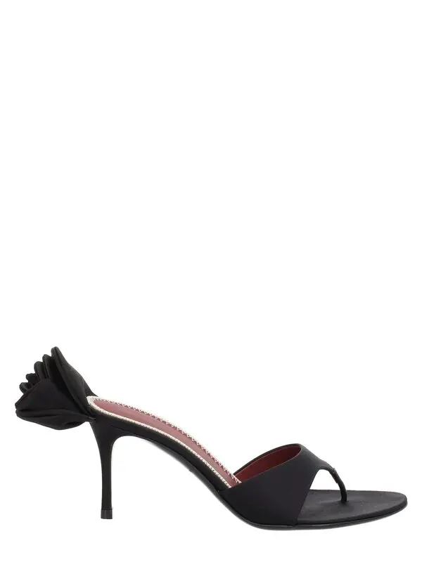 Magda Butrym Satin Thong Sandals With Floral Embellishment - Black