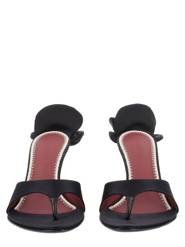 Magda Butrym Satin Thong Sandals With Floral Embellishment