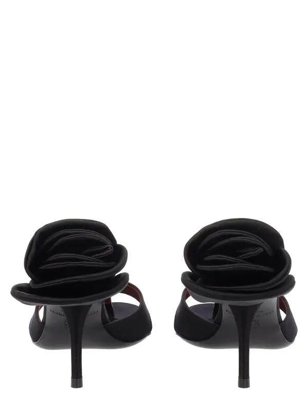 Magda Butrym Satin Thong Sandals With Floral Embellishment