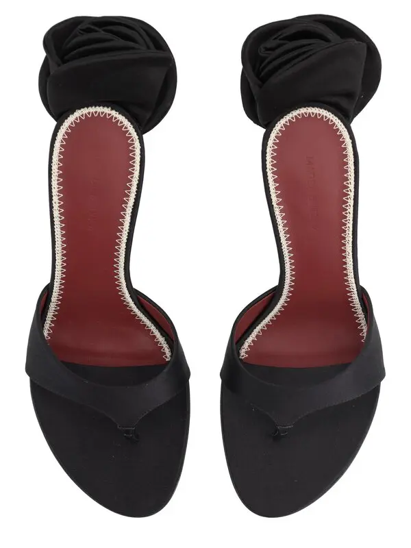 Magda Butrym Satin Thong Sandals With Floral Embellishment