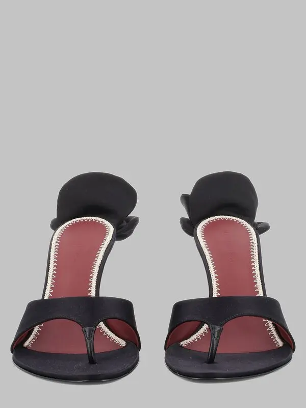 Magda Butrym Satin Thong Sandals With Floral Embellishment
