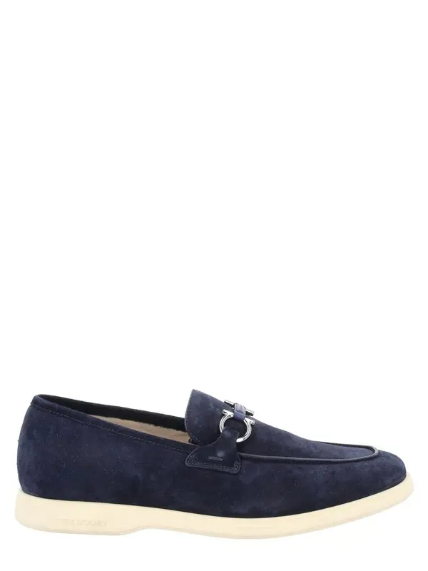 FERRAGAMO Mocassino Informale Ornamento "gancini - Blue