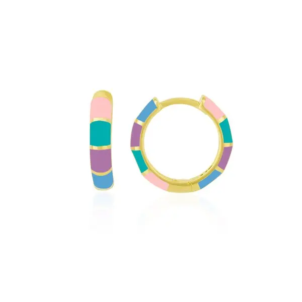 SPERO LONDON Enamel Rainbow Sterling Silver Hoop Earring - Gold