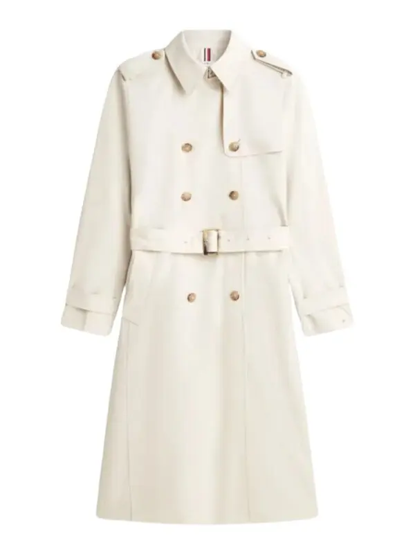 Tommy Hilfiger Gold-tone Button Slim Trench Coat - White