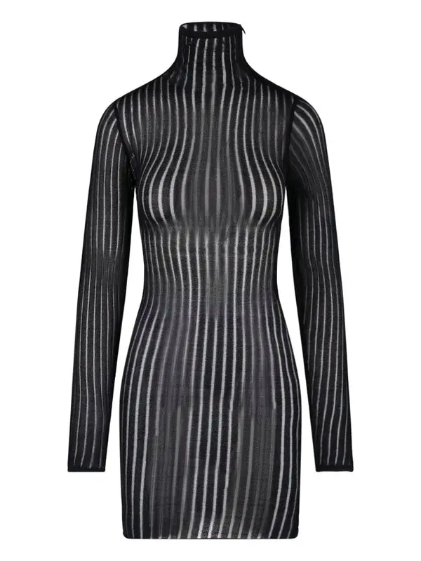 DONDUP Viscose Blend Dress With Metal Accents And Turtleneck