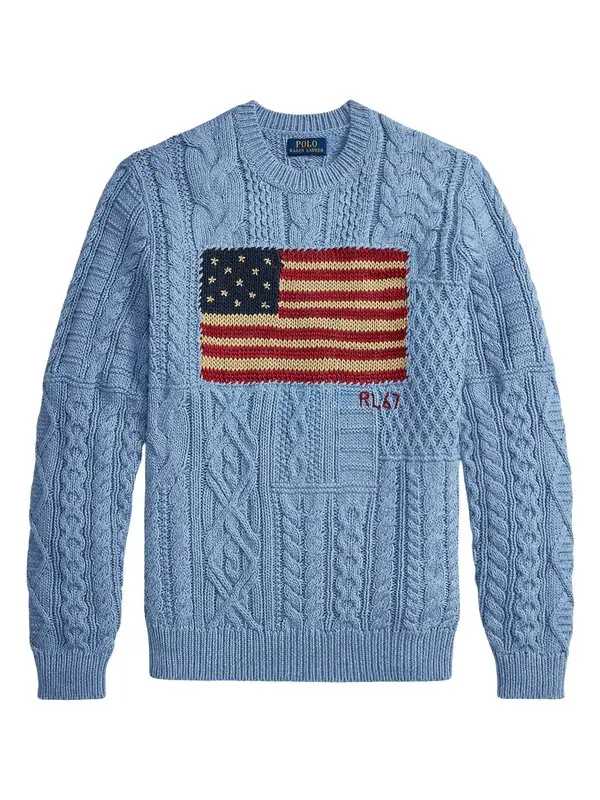Ralph Lauren American Flag Cable-knit Crewneck Sweater