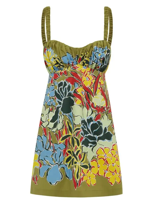 ALEMAIS Gathered Bodice Empire Waist Mini Dress - Multicolor