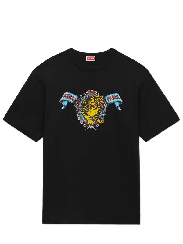 Kenzo Crewneck With Printed Front Panel - Nero