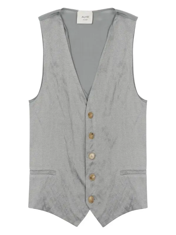 ALYSI Sleeveless Silk Button-front Vest - Grey